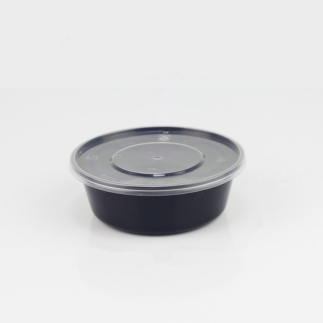Round disposable plastic food container