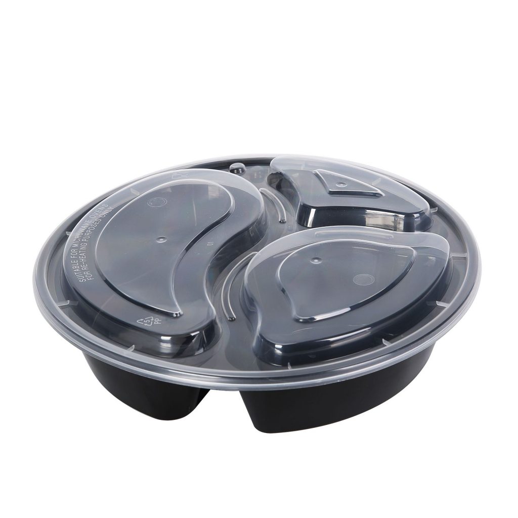 Three compartment disposable lunch box